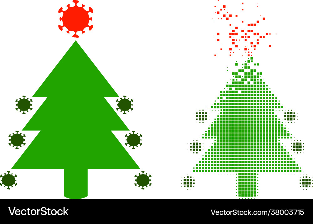 Dissolved dotted and original coronavirus fir-tree