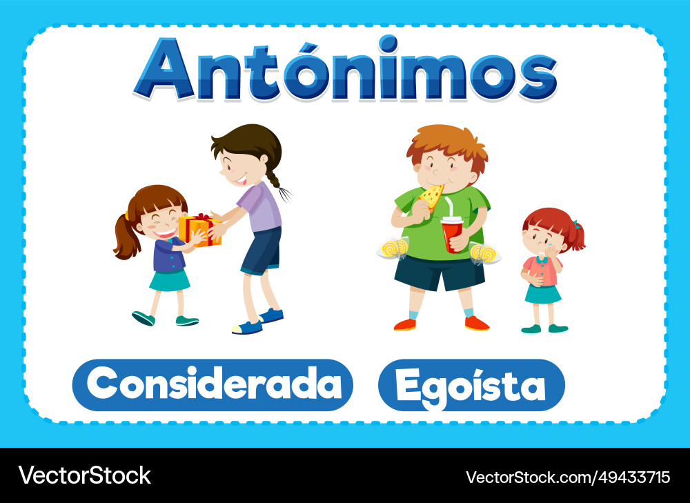 Education antonyms considered and selfish Vector Image