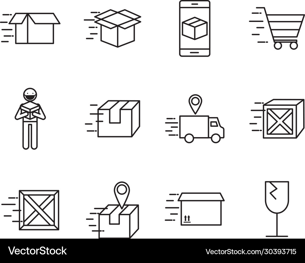 Fast delivery line style icon set design Vector Image
