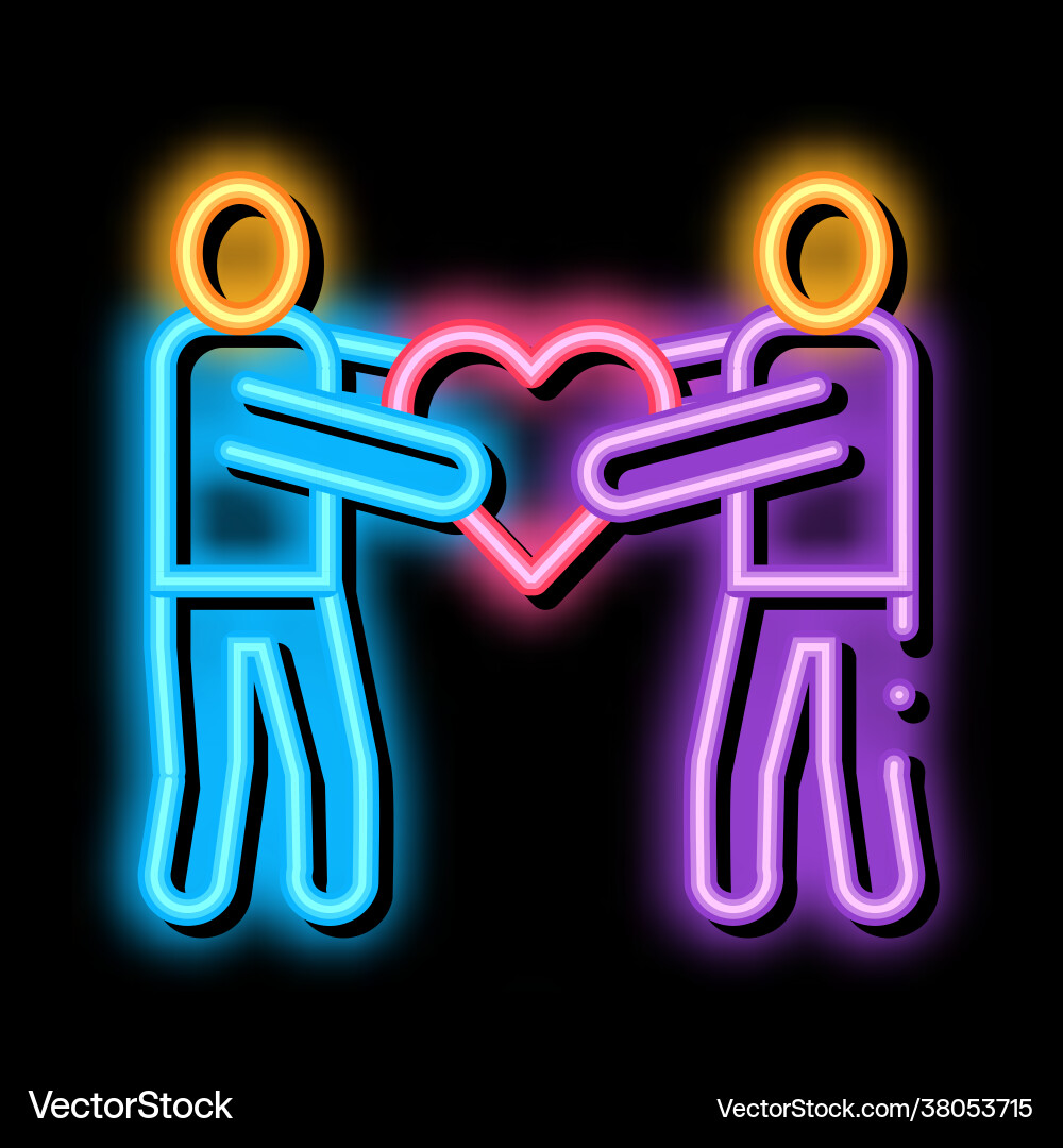 Human share heart neon glow icon Royalty Free Vector Image