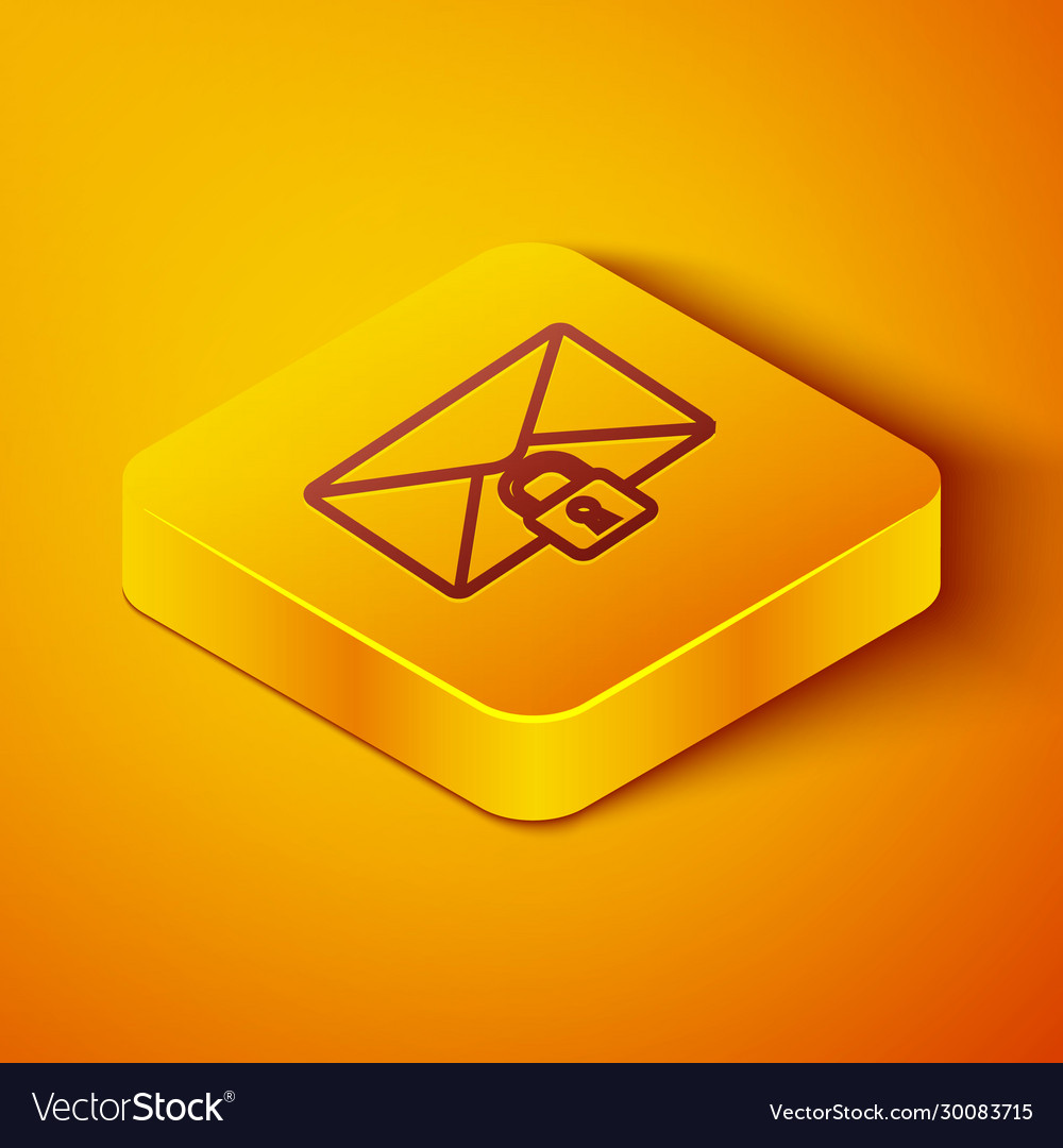 Isometric Line Mail Message Lock Password Icon Vector Image