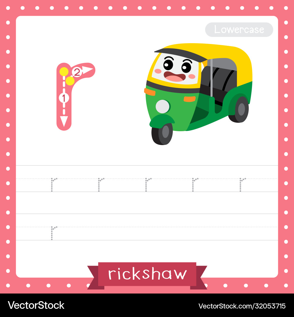 Letter r lowercase tracing practice worksheet of Vector Image
