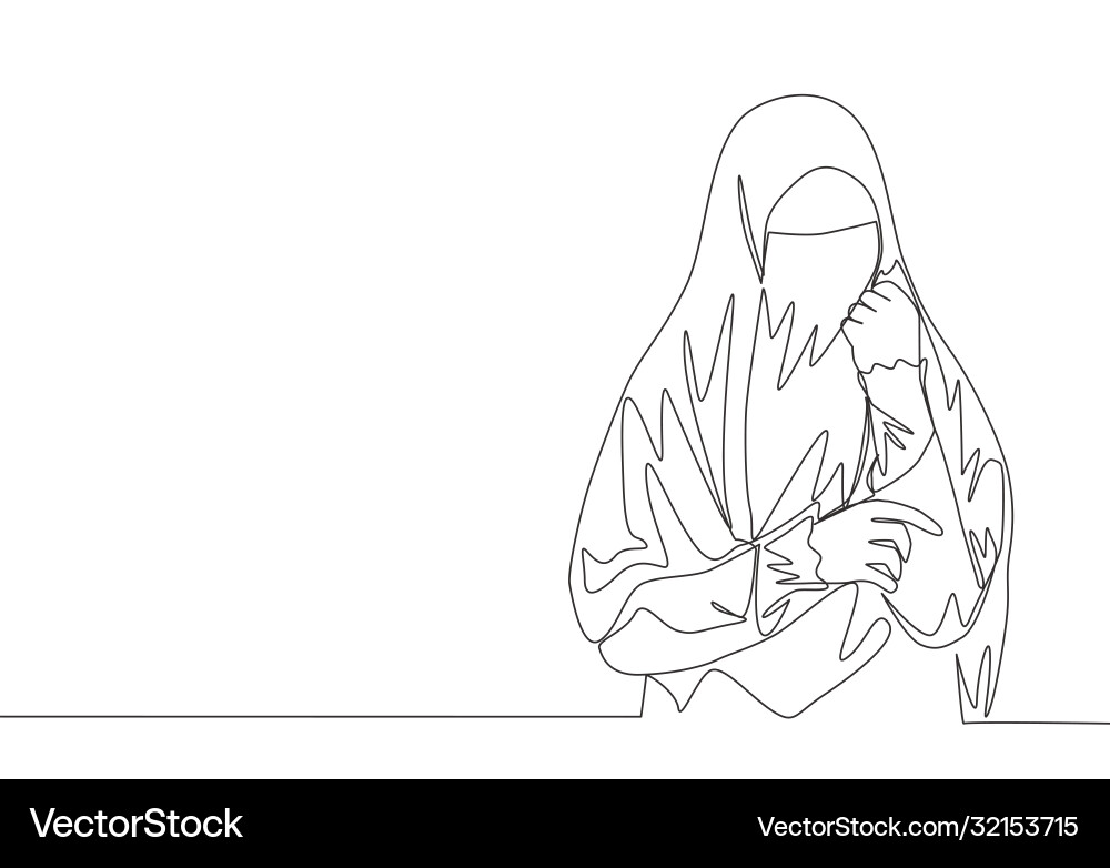 One continuous line drawing young beauty asian Vector Image