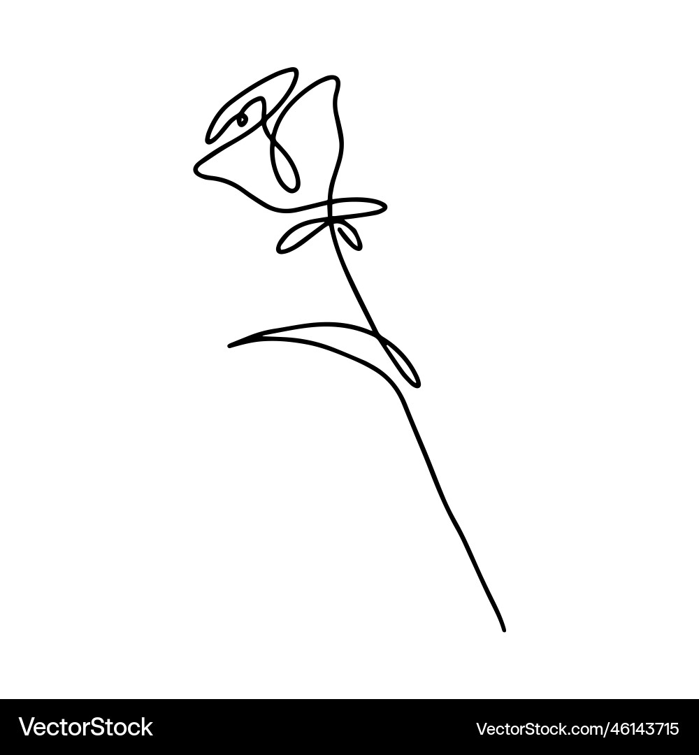 One line rose design hand drawn minimalism style Vector Image