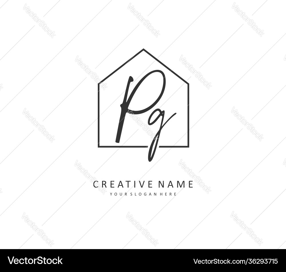 Pg initial letter handwriting and signature logo Vector Image