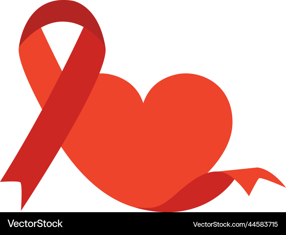 Red aids ribbon and heart Royalty Free Vector Image