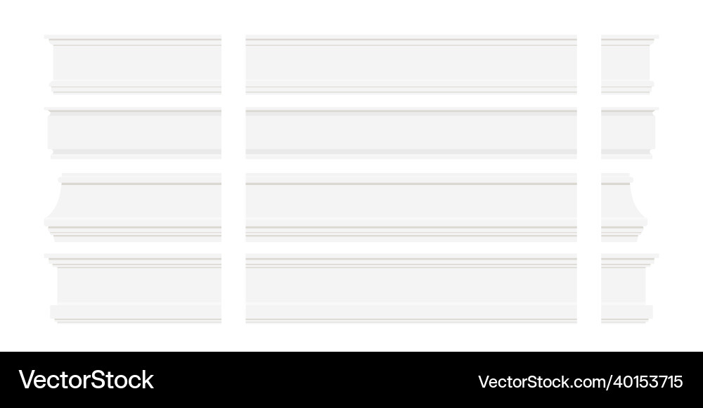 Set of white plastic or wood baseboards elements Vector Image