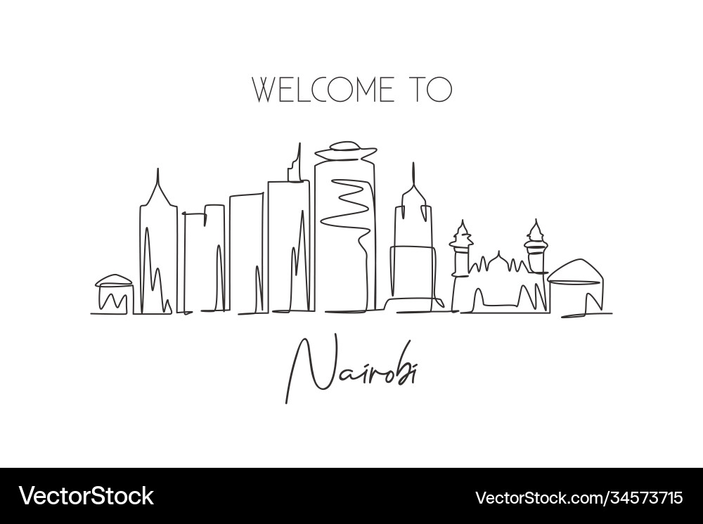 Single continuous line drawing nairobi city Vector Image