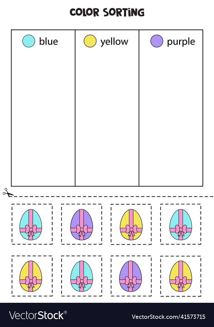 Sort easter eggs by colors learning Royalty Free Vector