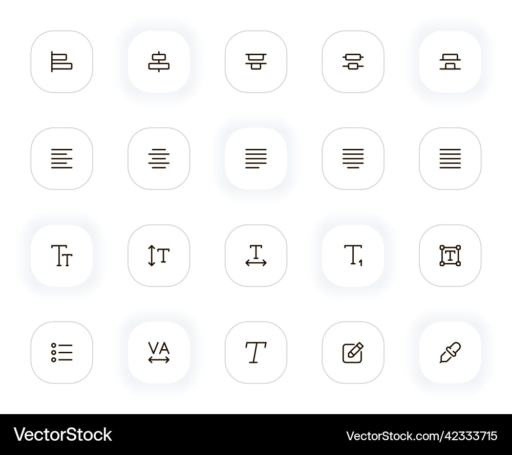 Type paragraph and character line icons set Vector Image