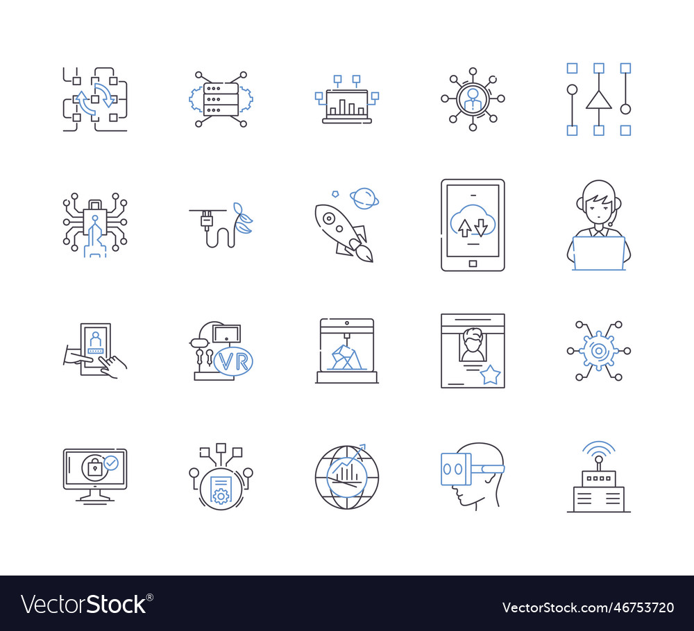 Automation Tech Outline Icons Collection Vector Image