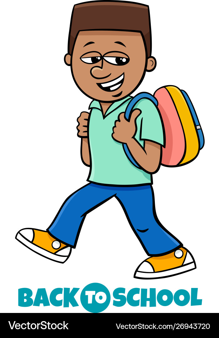 Boy student back to school cartoon Royalty Free Vector Image