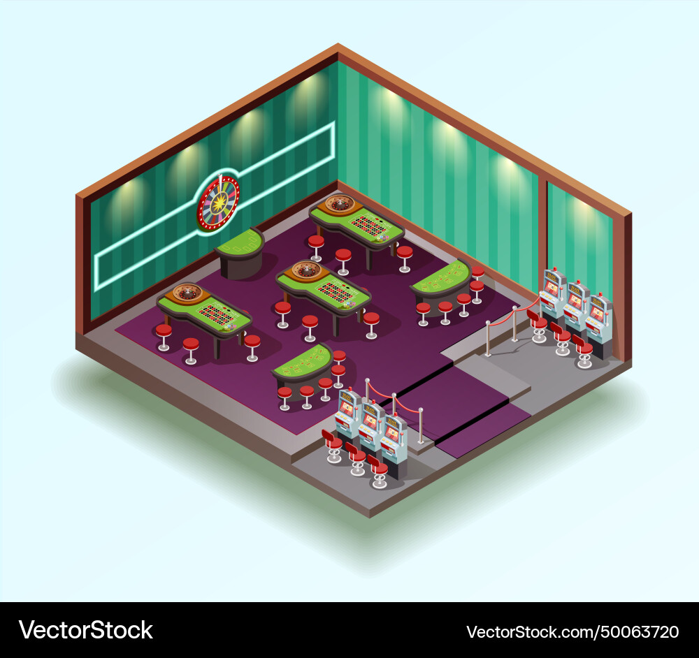 Casino hall isometric interior Royalty Free Vector Image