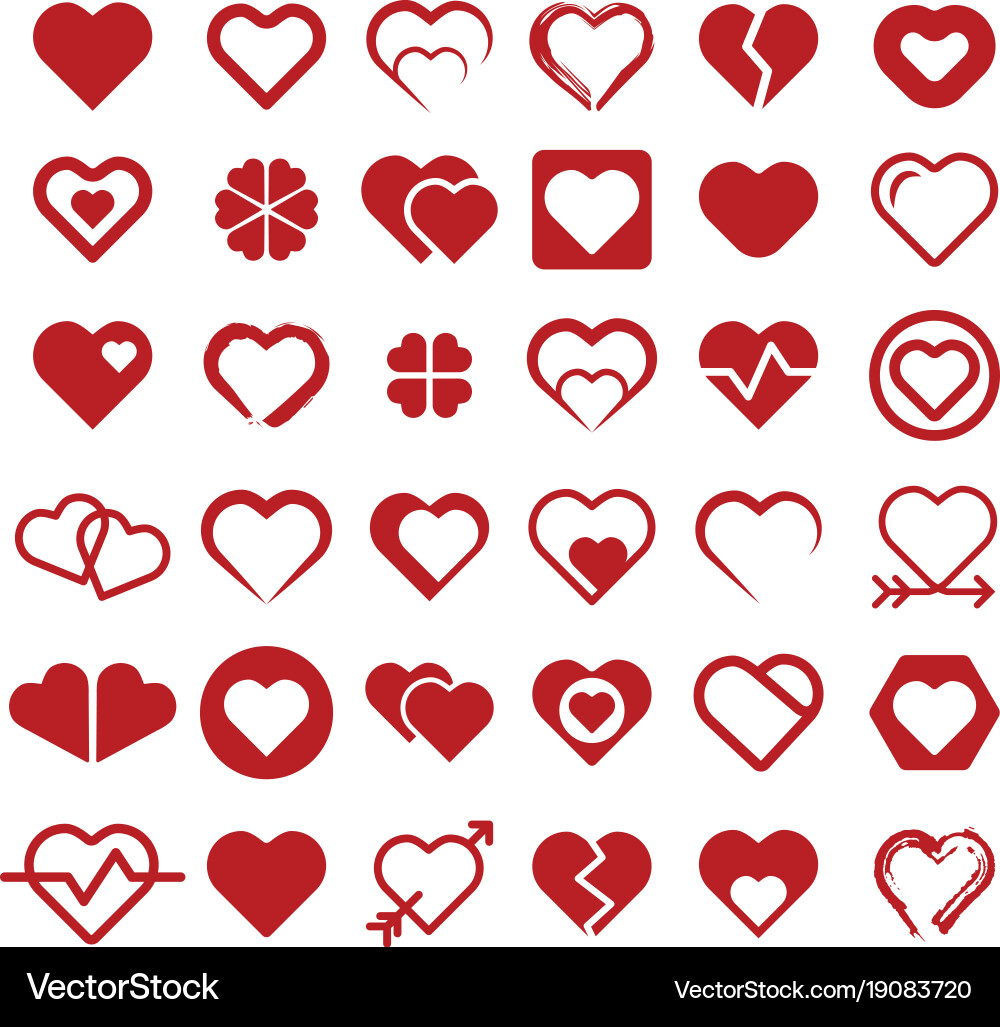 Collection of heart symbol Royalty Free Vector Image