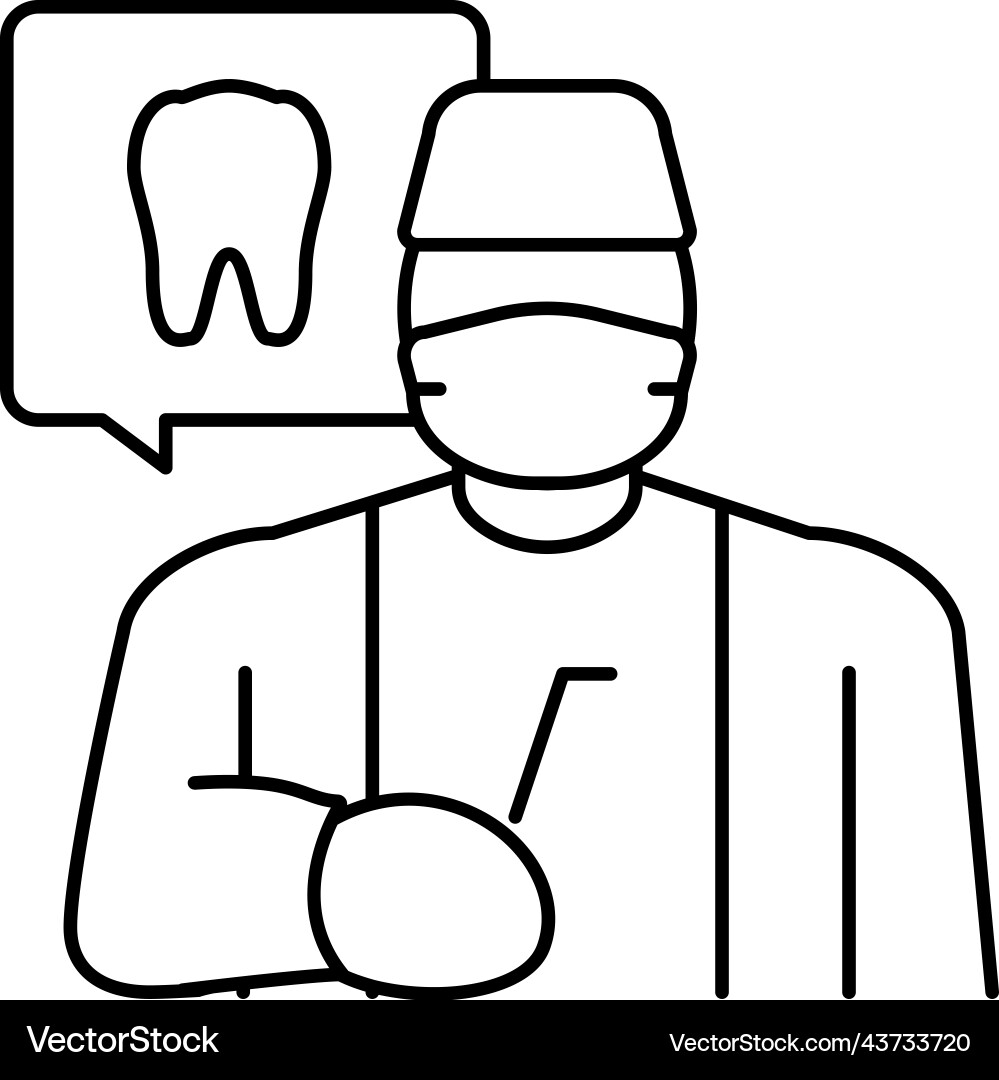 Dentist dental care line icon Royalty Free Vector Image