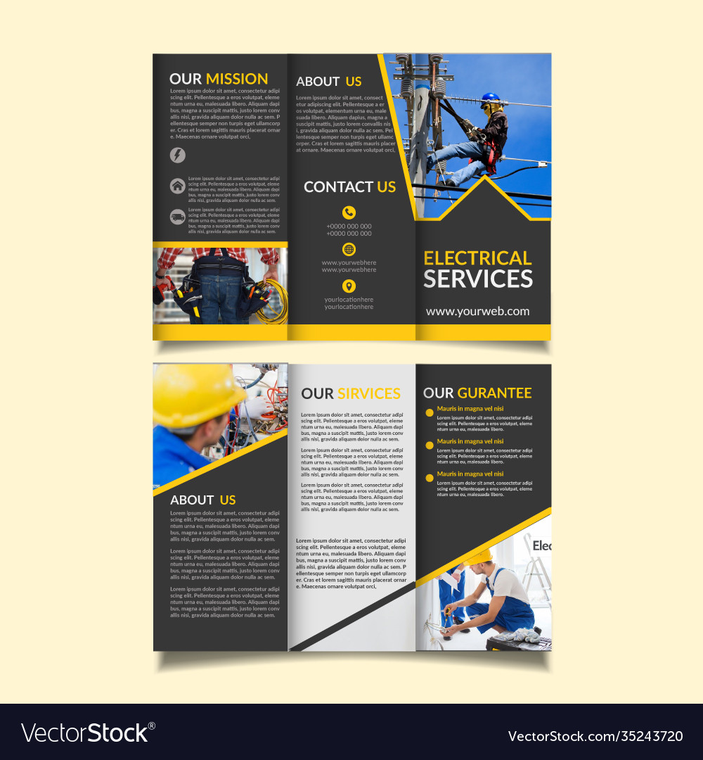 Electrical Services Trifold Brochure Design Vector Image