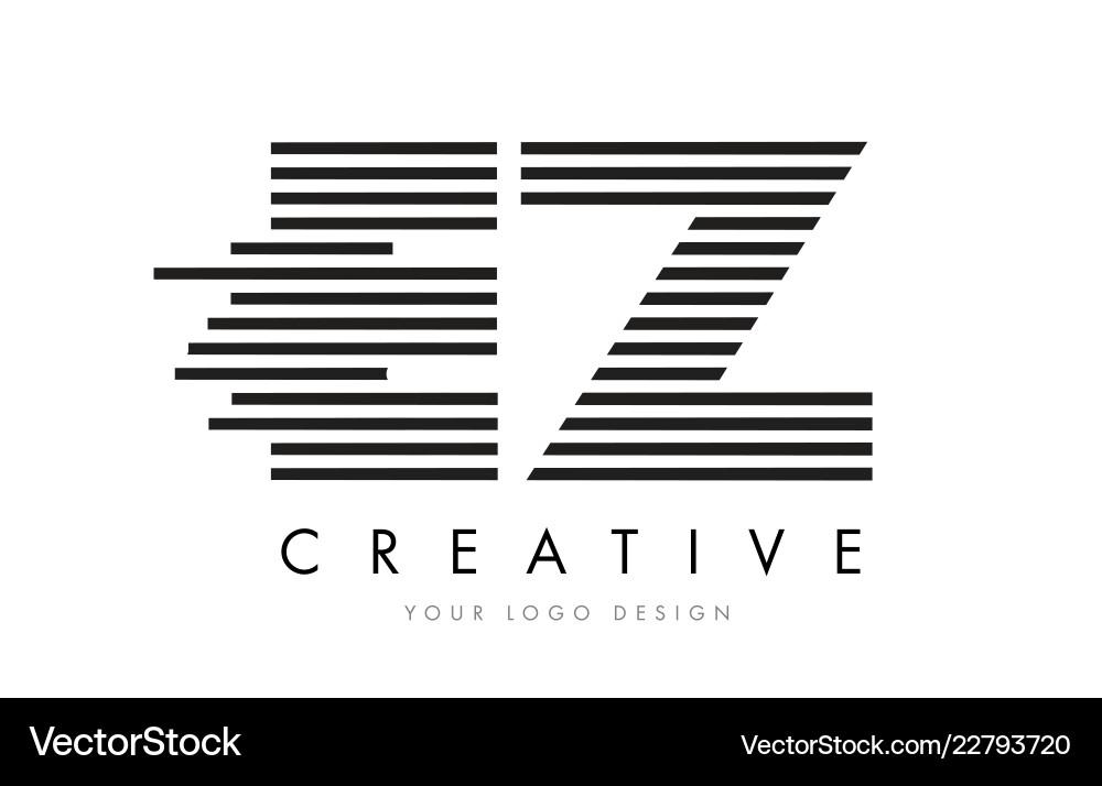 Ez e z zebra letter logo design with black Vector Image