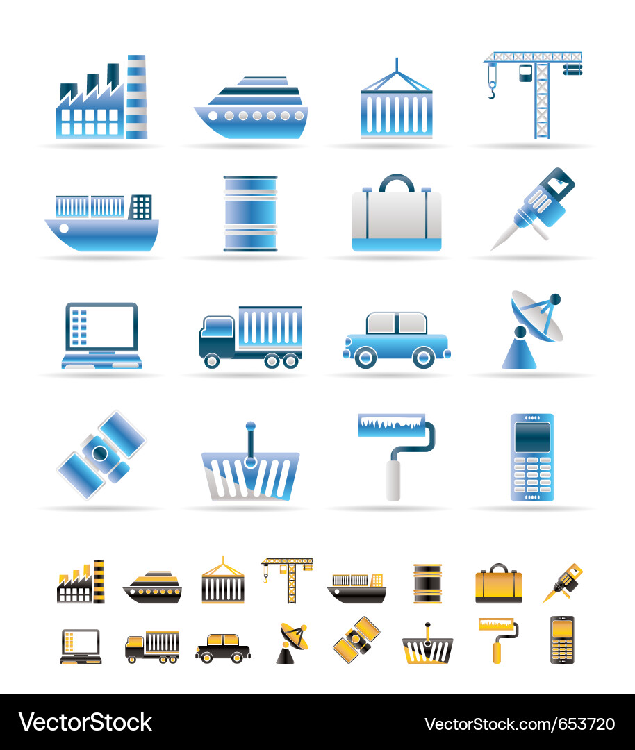 Industry and business icons Royalty Free Vector Image