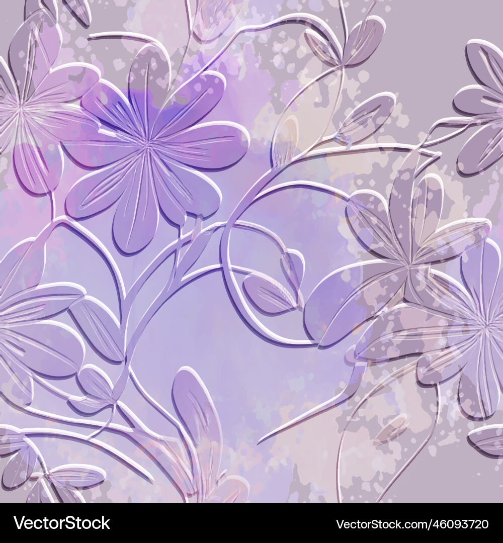 Lilac flowers textured 3d seamless pattern floral Vector Image
