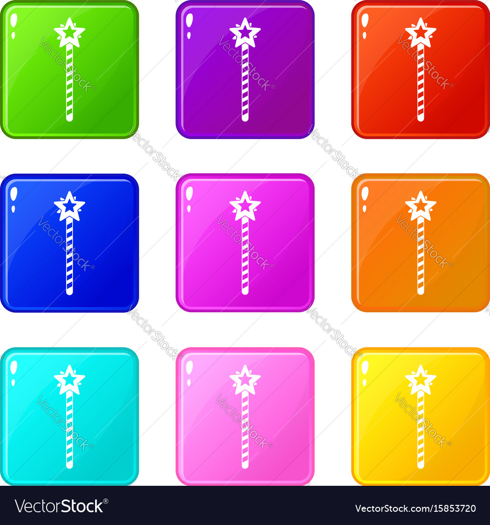 Magic wand icons 9 set Royalty Free Vector Image