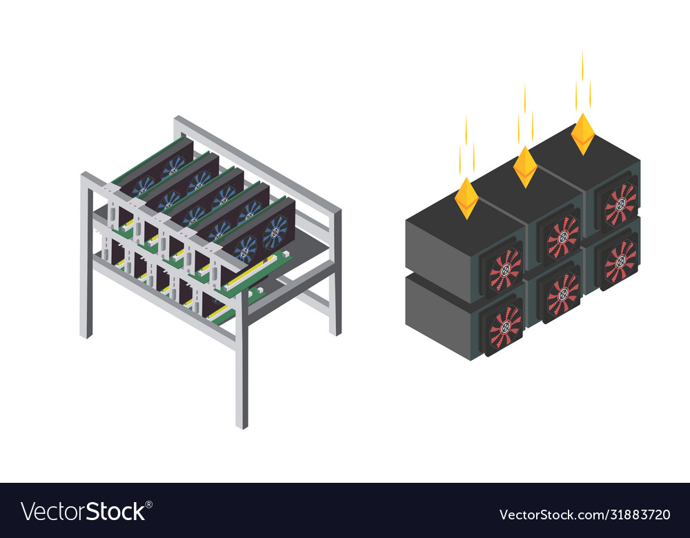 Mining farm process Royalty Free Vector Image - VectorStock