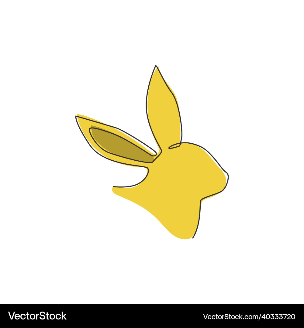 One single line drawing of cute rabbit head Vector Image