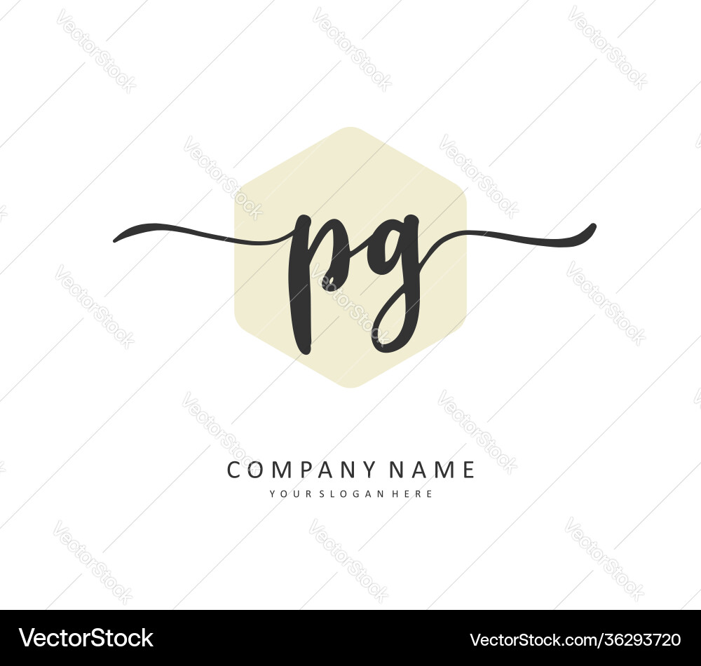 Pg initial letter handwriting and signature logo Vector Image