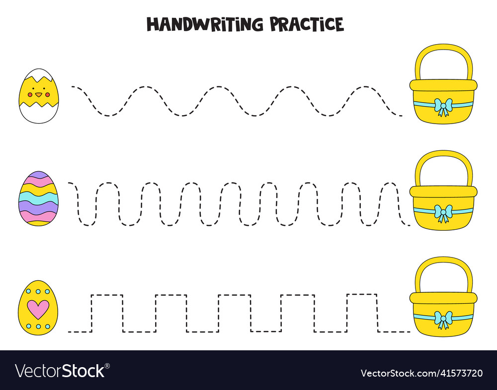 Tracing lines with cute easter eggs and baskets Vector Image