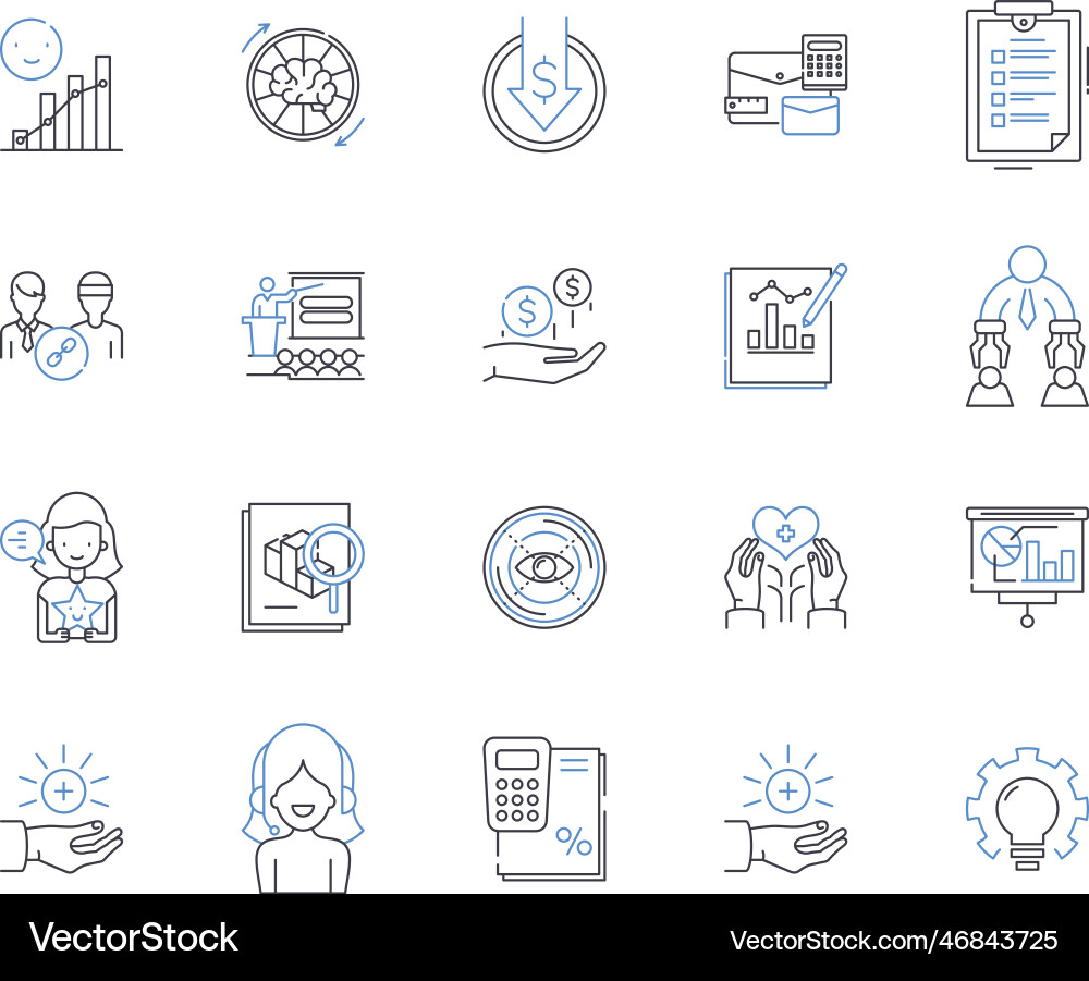 Audit and evaluate line icons collection Vector Image