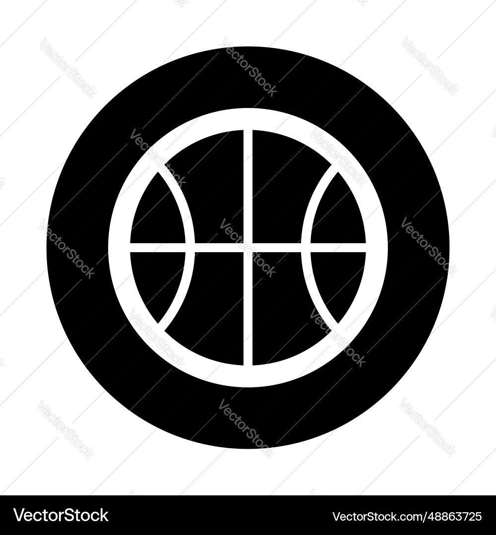 Black abstract round basketball icon Royalty Free Vector