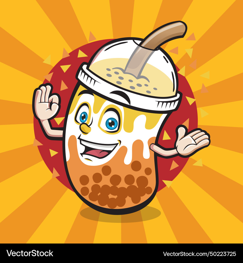 Boba bubble milk tea mascot design Royalty Free Vector Image
