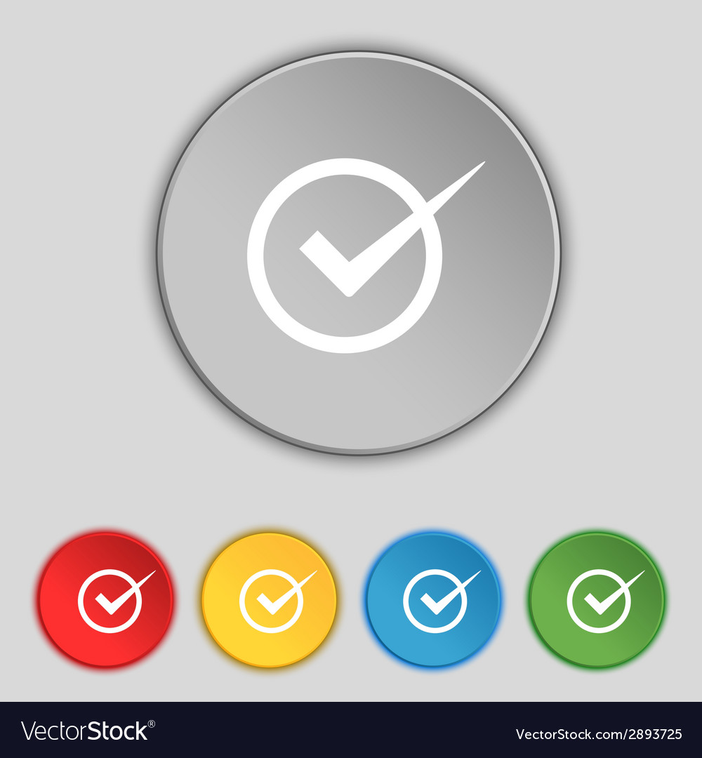 Check mark sign icon checkbox button set color Vector Image