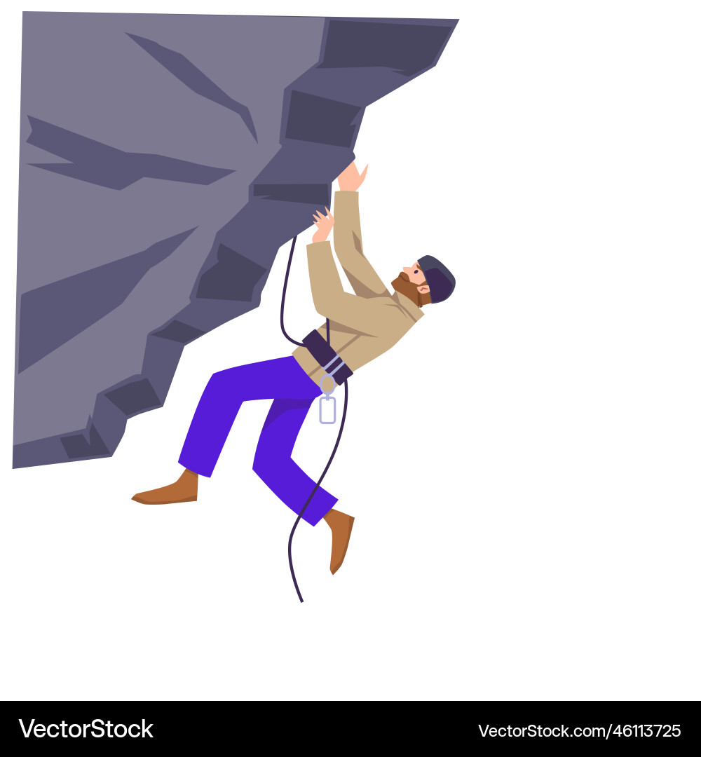 Climber climbing mountain or cliff using Vector Image