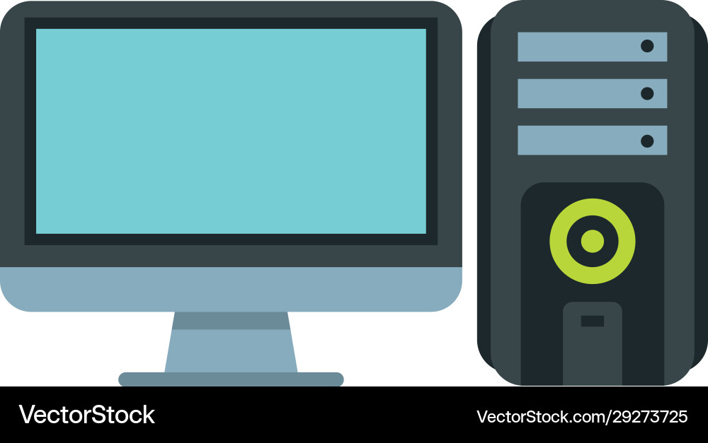 Computer desktop tower with monitor Royalty Free Vector
