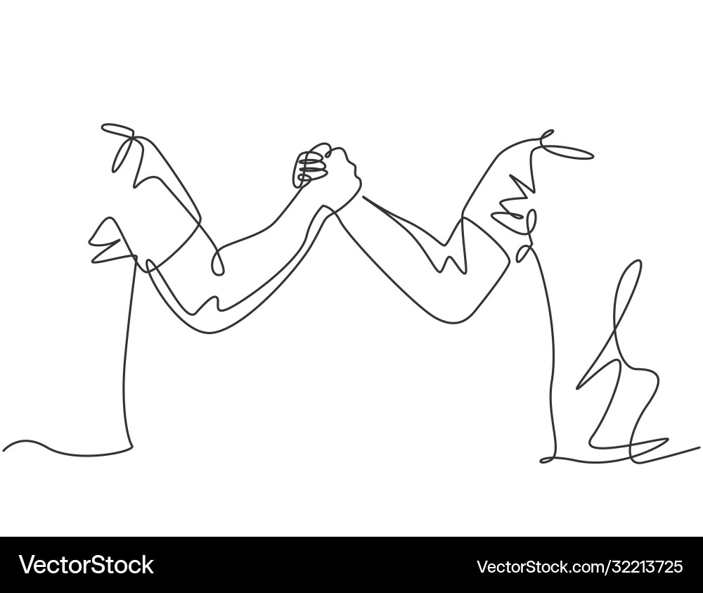 Continuous line drawing two men wearing shirt Vector Image