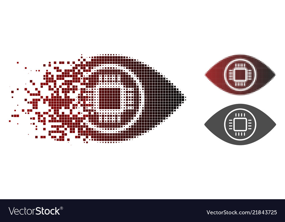 Disintegrating dot halftone cyborg eye icon Vector Image Disintegrating dot halftone cyborg eye icon Vector Image