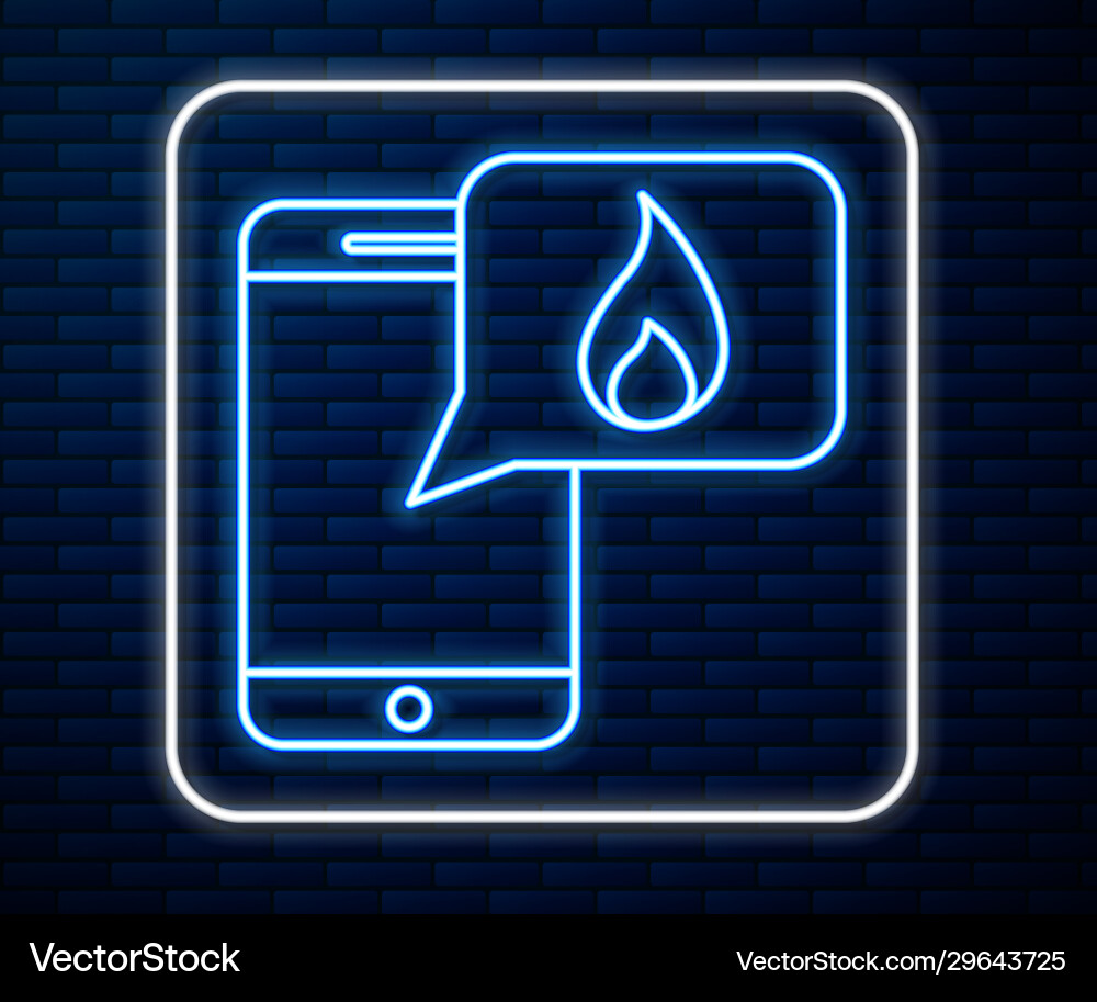 Glowing neon line mobile phone with emergency call