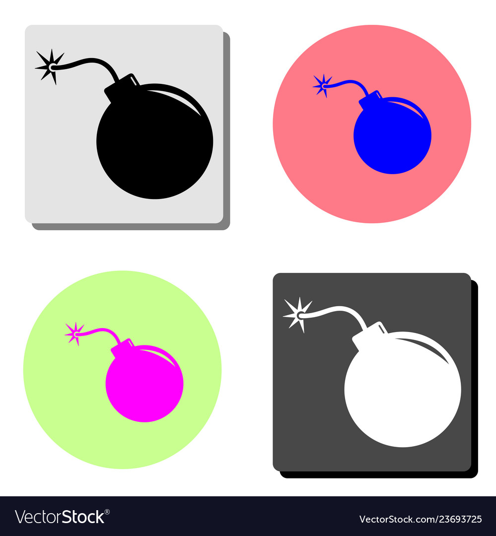 Grenade exploding bomb blast flat icon Royalty Free Vector