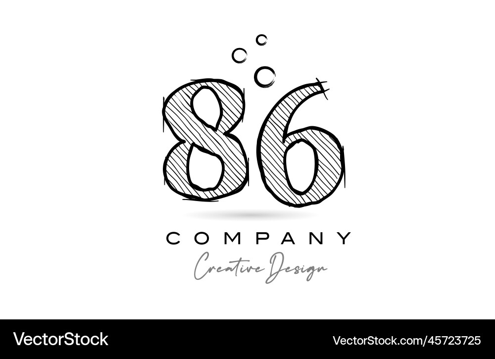 Hand drawing number 86 logo icon design Royalty Free Vector