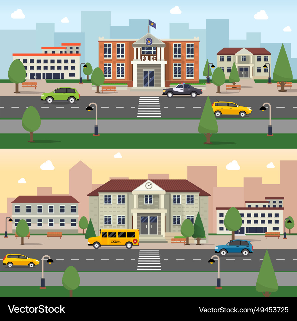 Municipal buildings banner Royalty Free Vector Image