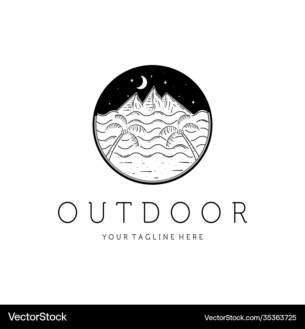 Outdoor landscape logo design beach Royalty Free Vector