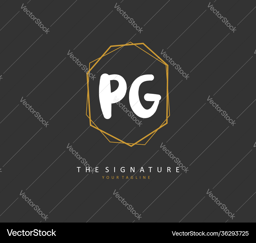 Pg initial letter handwriting and signature logo Vector Image
