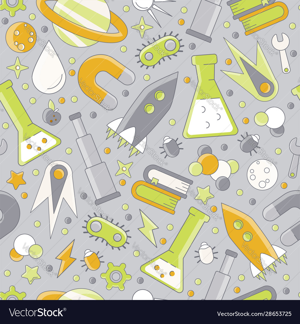 Science flat seamless pattern with scientific Vector Image