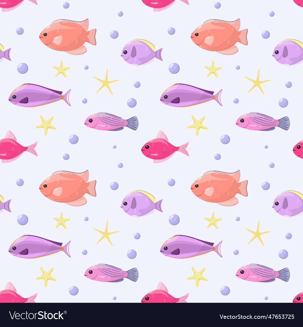 Seamless pattern with cute fish Royalty Free Vector Image