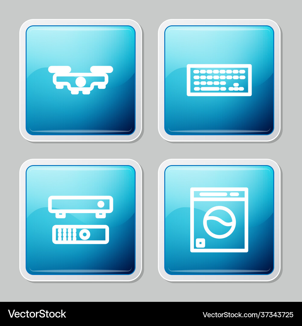 Set line drone flying keyboard multimedia and tv Vector Image