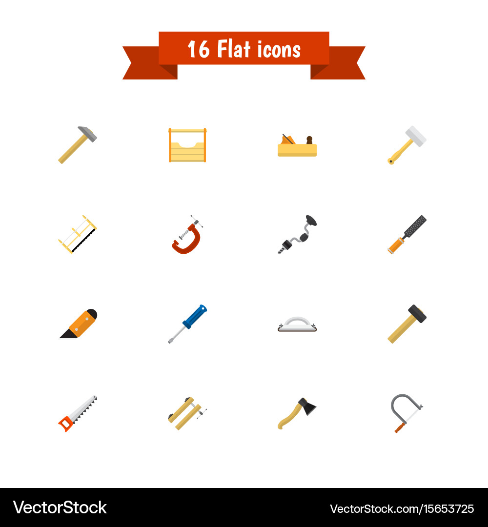 Set of 16 editable tools icons includes symbols Vector Image