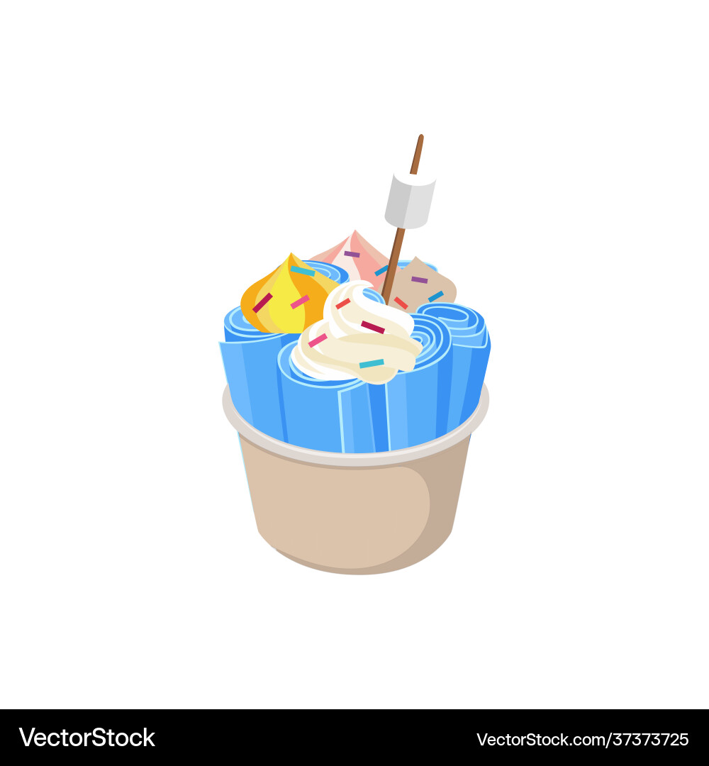 Summer dessert rolls ice cream with whipped Vector Image