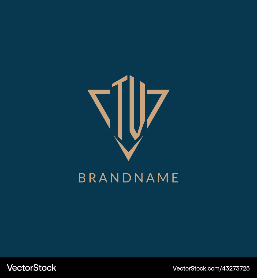 Tv logo initials triangle shape style creative Vector Image