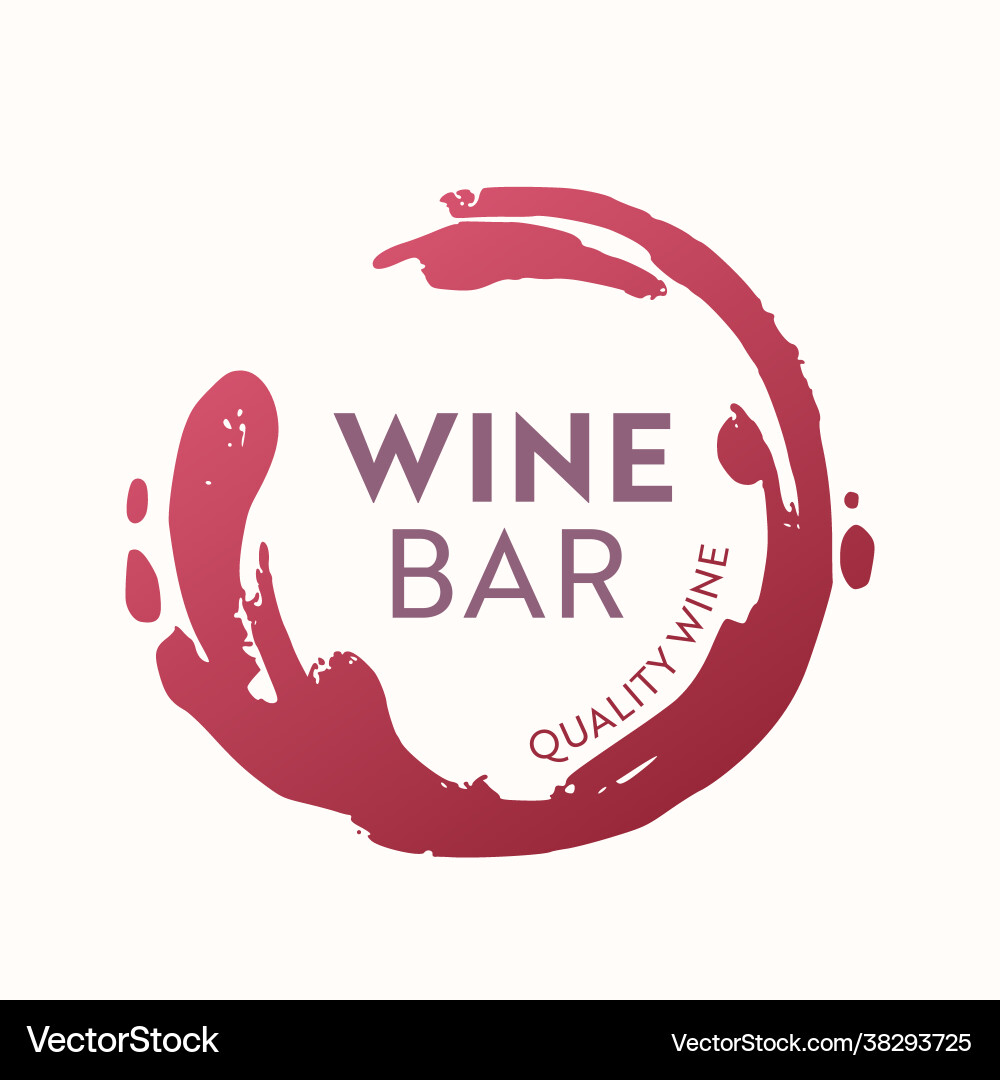 Wine bar icon or label with red spot circle Vector Image