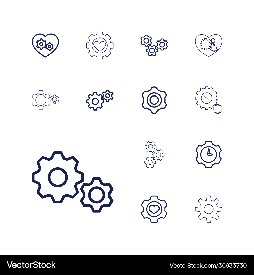 13 mechanism icons Royalty Free Vector Image - VectorStock